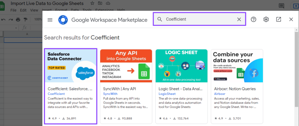 How To Import Live Data Into Google Sheets Coefficient
