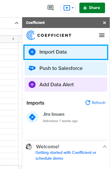 How To Import Live Data Into Google Sheets Coefficient