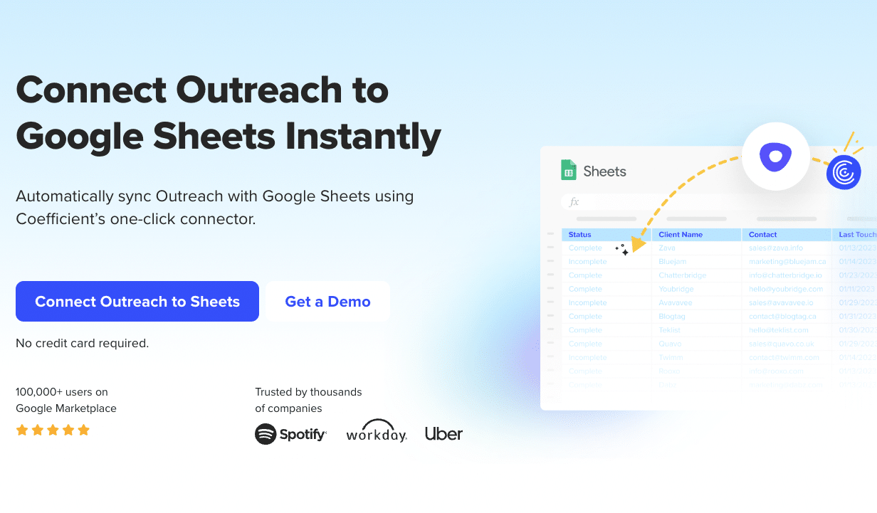 Connect Outreach to Google Sheets in 1 minute