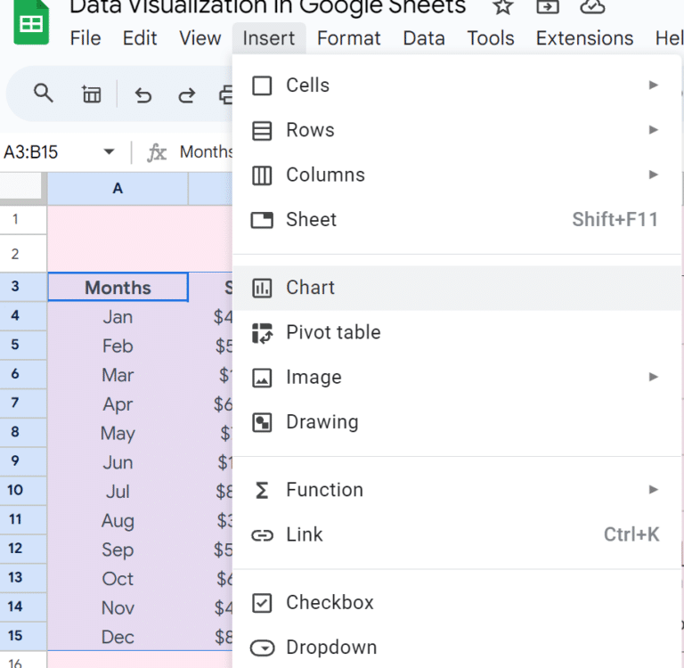 Data Visualization using AI in Google Sheets