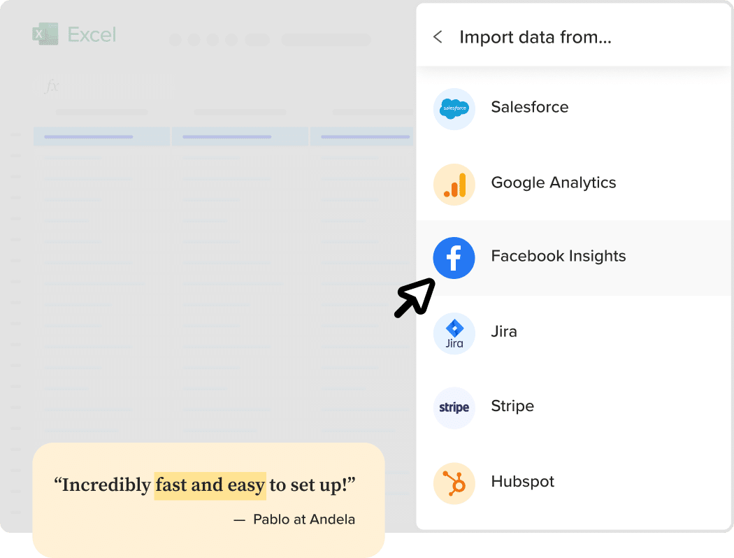 Connect Facebook Insights to Excel in 1 minute