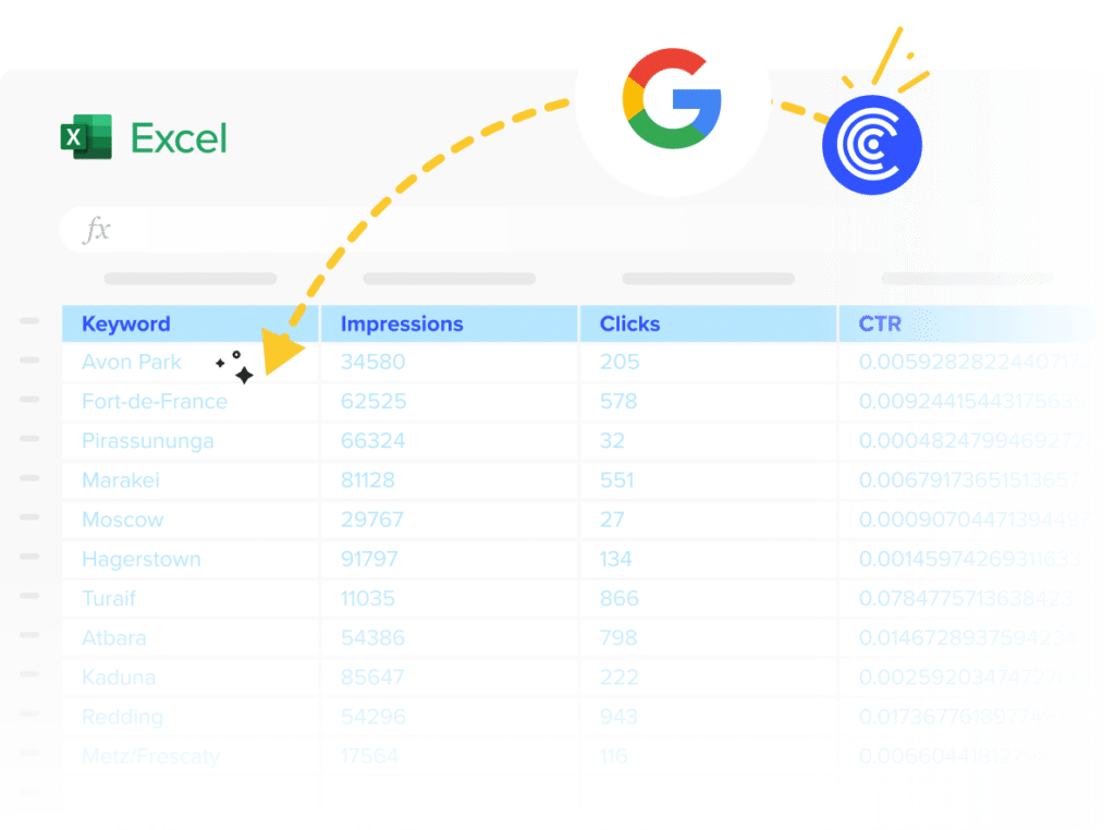 Connect GSC to Excel in 1 minute – Coefficient