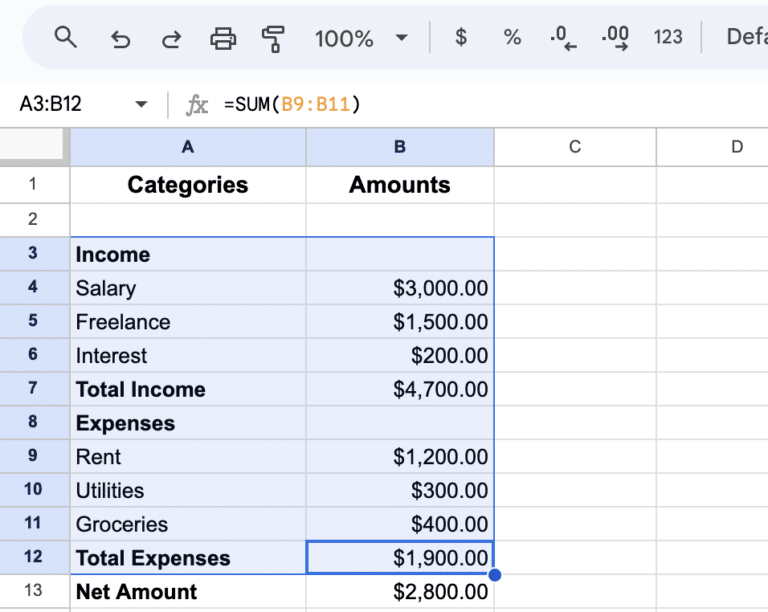 How to Budget on Google Sheets - Coefficient