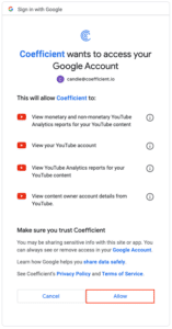 How to Connect YouTube to Google Sheets - Coefficient